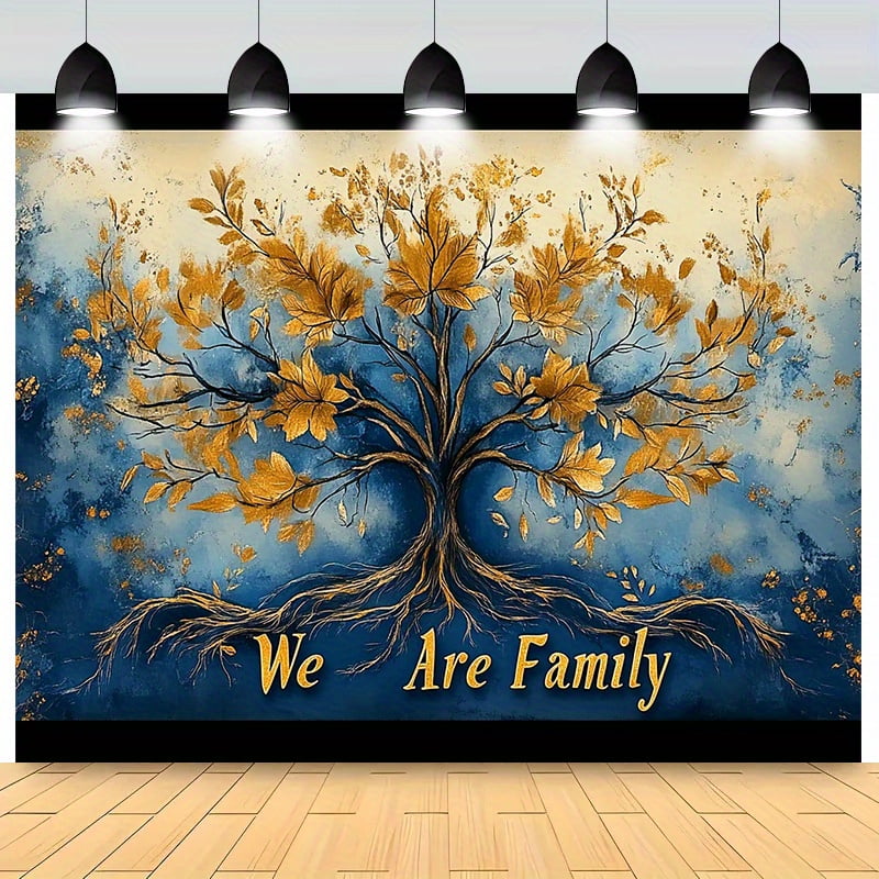 Family Reunion Backdrop Deep Blue Family Tree We are Family Photography ...