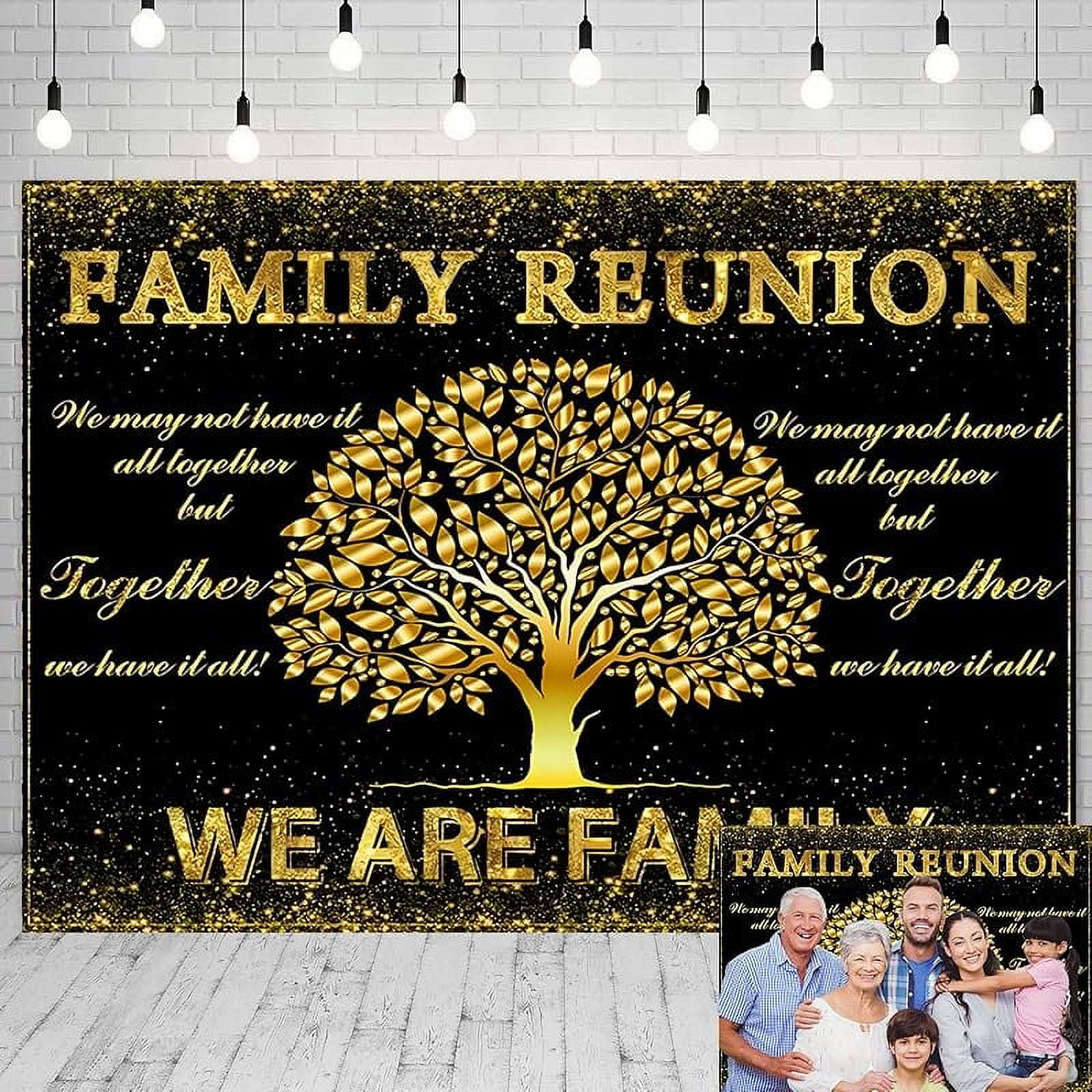 Family Reunion Backdrop Fabric Green Family Tree ain't NO FAMILY LIKE ...