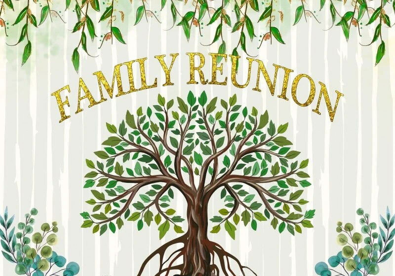 Family Reunion Backdrop Family Tree Eucalyptus Leaves Gathering Gold ...