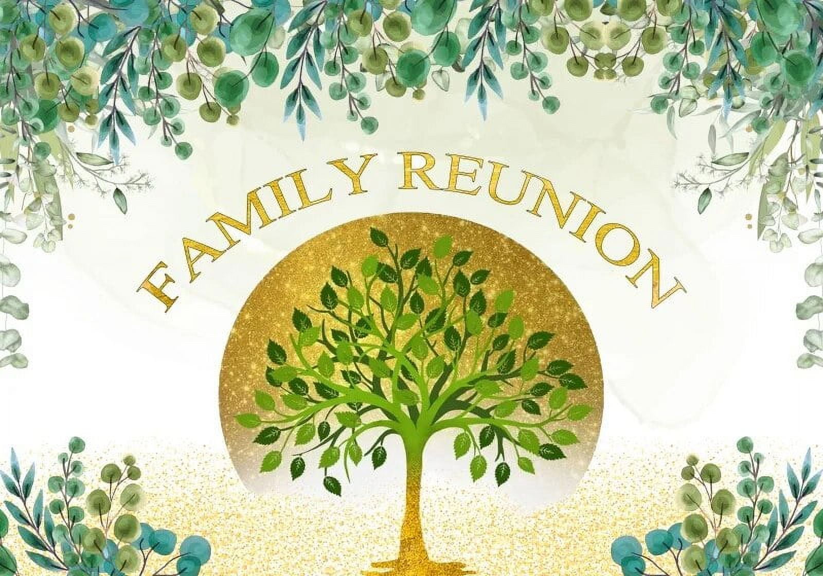 Family Reunion Backdrop Family Tree Eucalyptus Leaves Gathering Gold ...