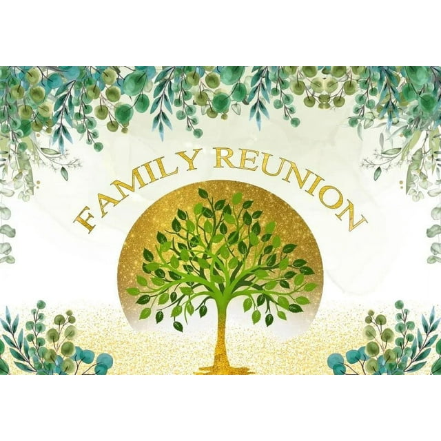 Family Reunion Backdrop Family Tree Eucalyptus Leaves Gathering Gold ...