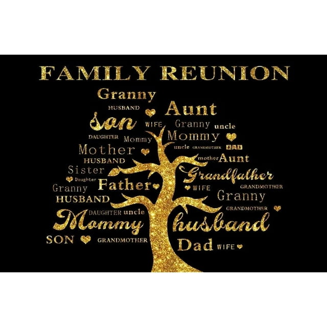Family Reunion Backdrop Family Tree Eucalyptus Leaves Gathering Gold ...