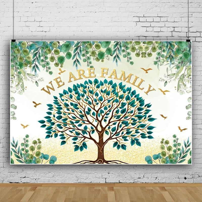 Family Reunion Backdrop Family Tree We are Family Backdrop Round Green ...
