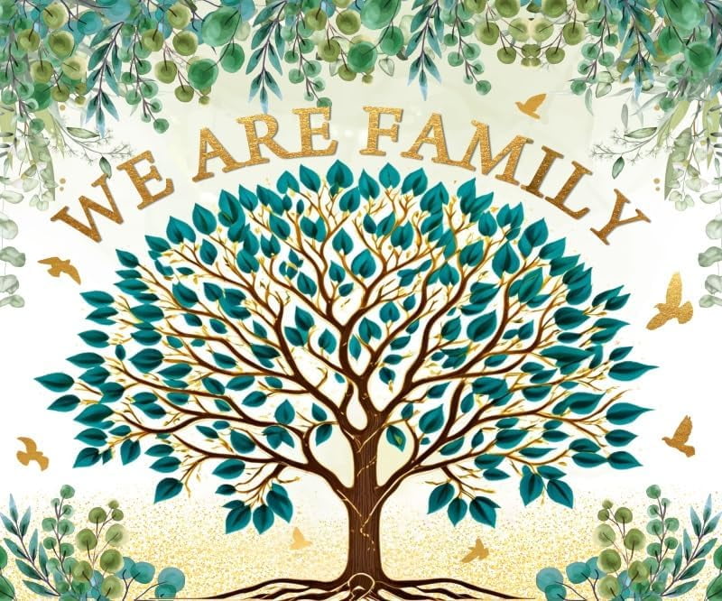 Family Reunion Backdrop Family Tree We are Family Backdrop Round Green ...