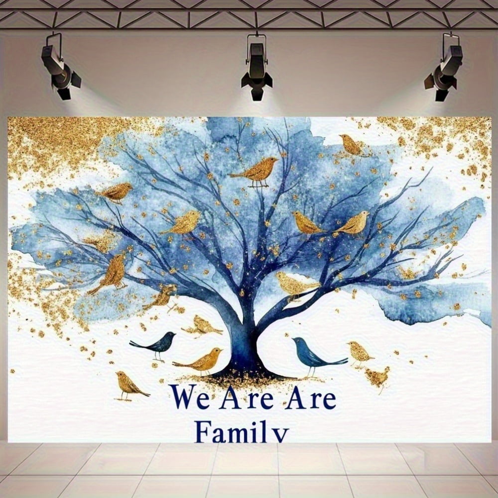 Family Reunion Backdrop Golden Glitter Dots Family Tree Together We Are ...
