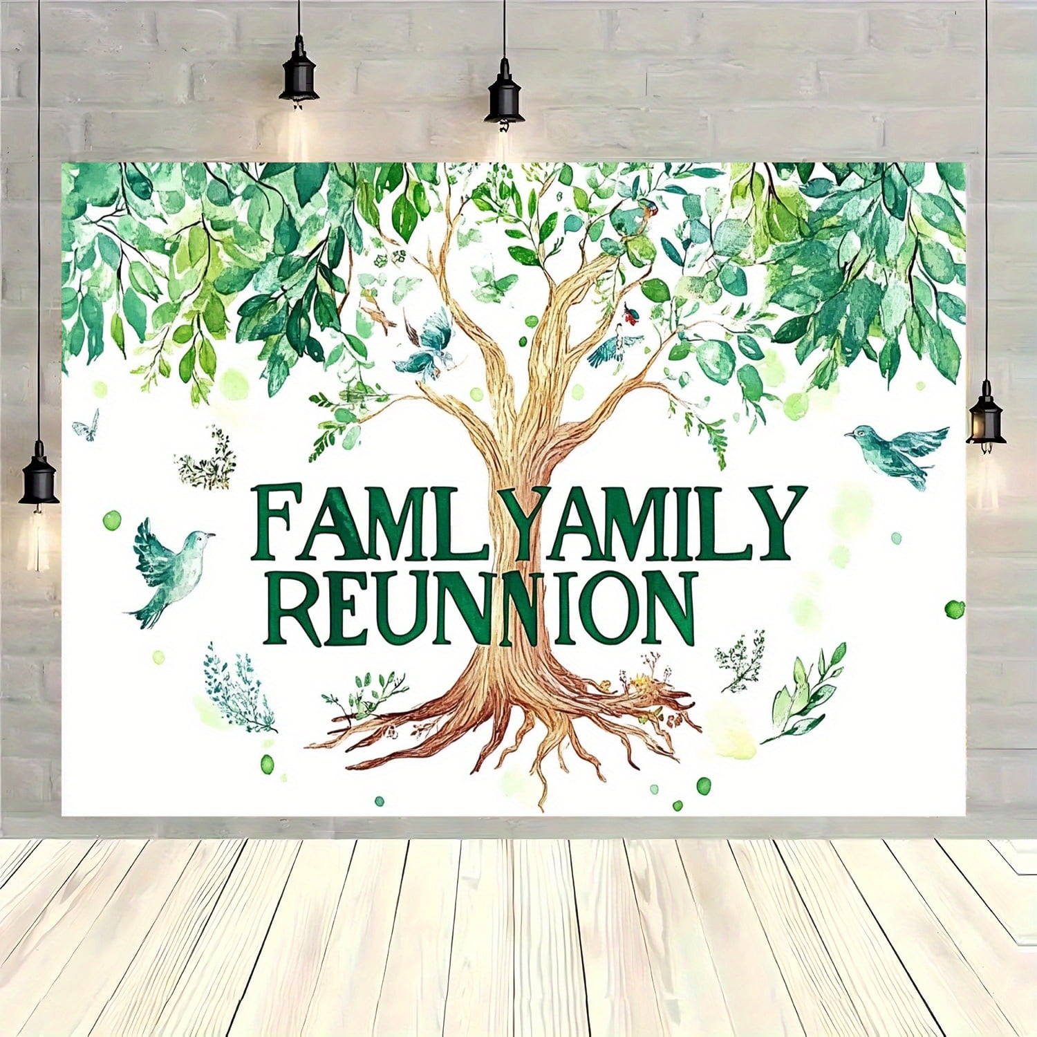 Family Reunion Backdrop Golden Tree Greenery Eucalyptus Family Reunion ...