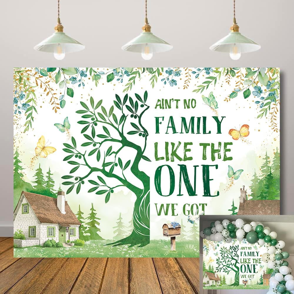 Family Reunion Backdrop Green Eucalyptus Leaves Family Tree Reunion ...