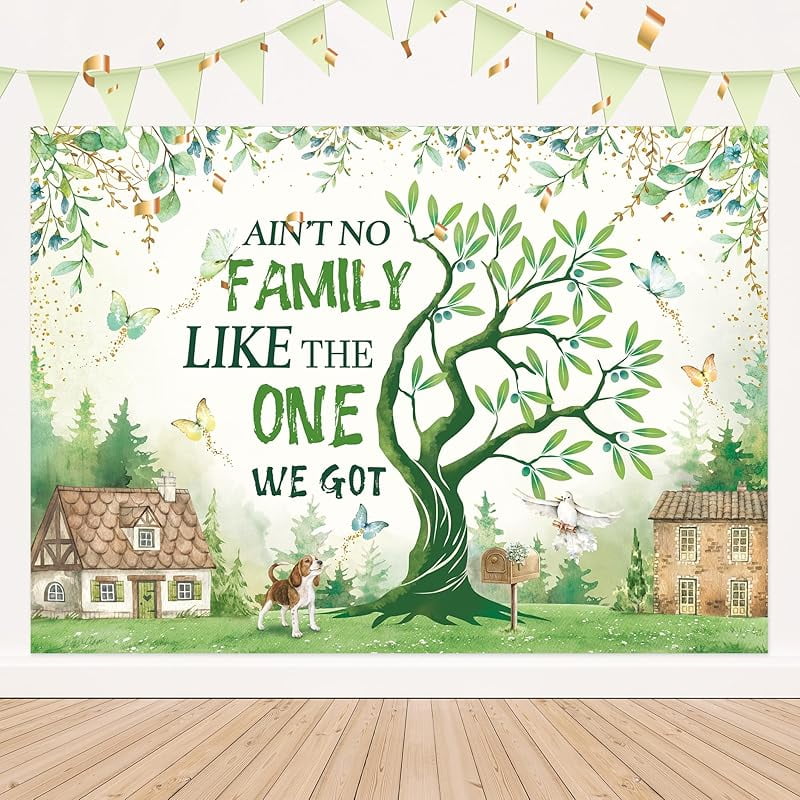 Family Reunion Backdrop for Green Family Tree Eucalyptus Leaves Welcome ...