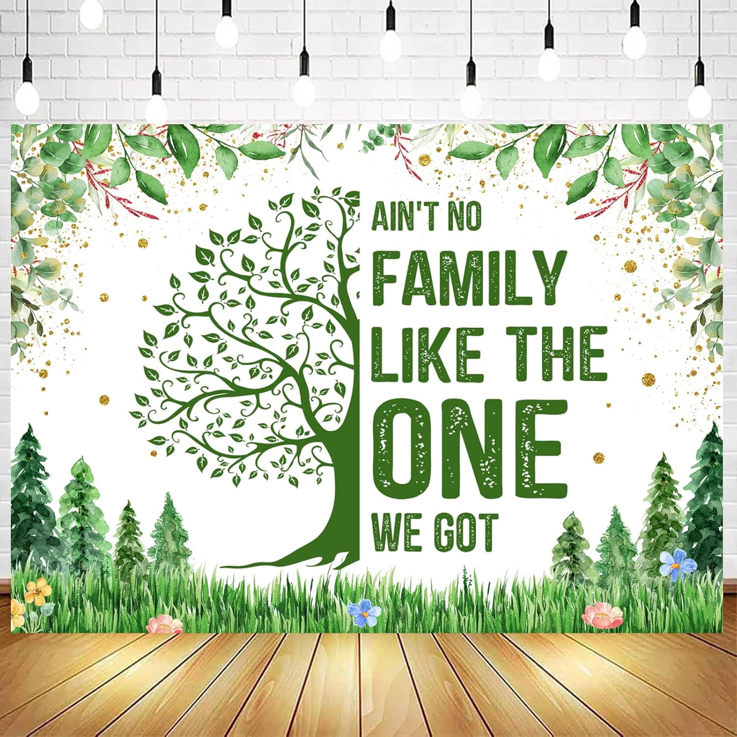 Family Reunion Backdrop Green Family Tree Leaves Welcome to Our Family ...