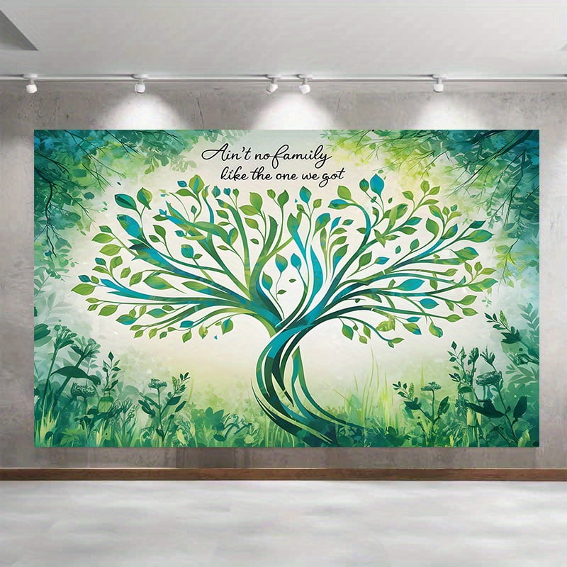 Family Reunion Backdrop Green Family Tree Reunion Decorations Welcome ...