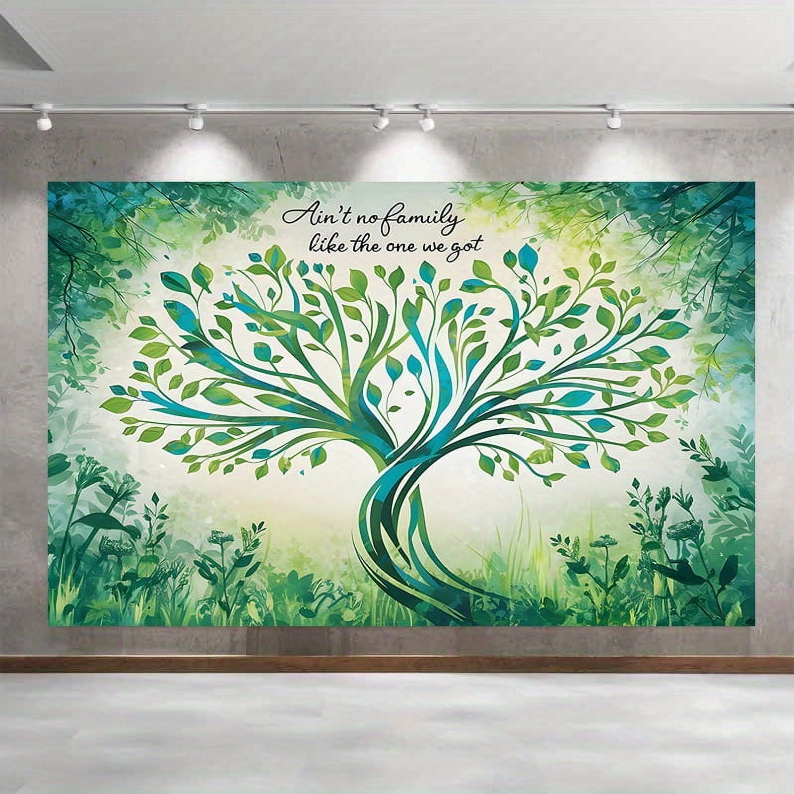 Family Reunion Backdrop Green Family Tree Reunion Decorations Welcome ...