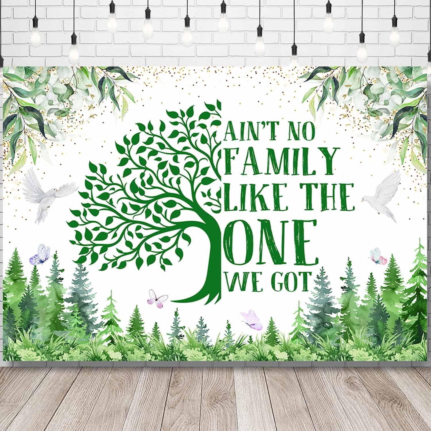 Family Reunion Backdrop Green Family Tree Welcome to Our Family Members ...