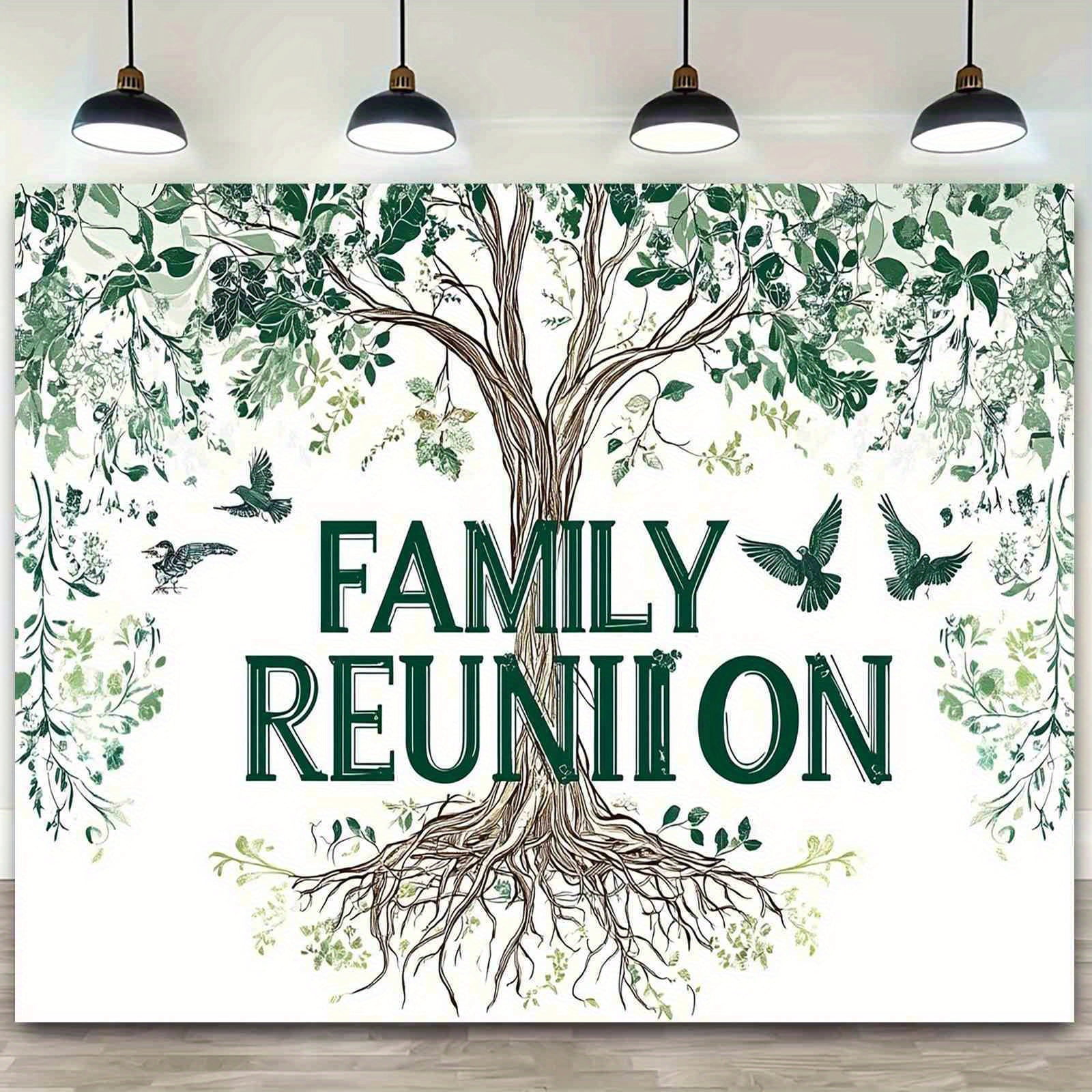 Family Reunion Backdrop Green Golden Eucalyptus Leaves Family Gathering ...