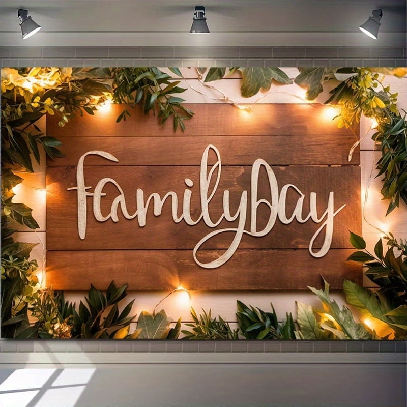 Family Reunion Backdrop Green Leaves Family Day Family Members House ...