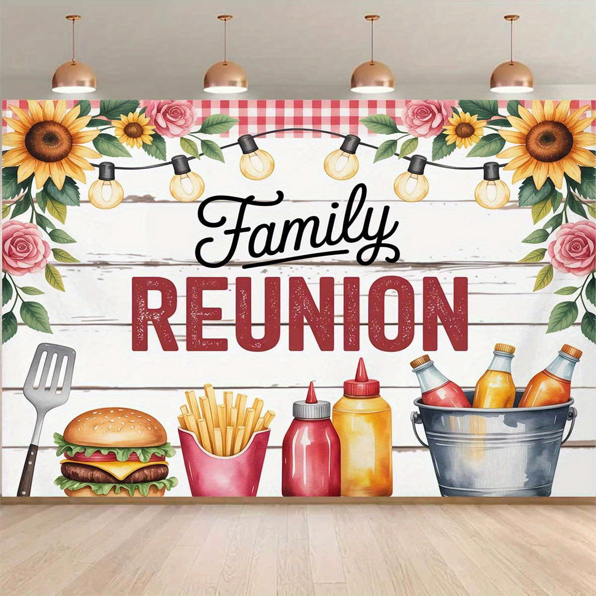 Family Reunion Backdrop Red Family Picnic Photography Background Summer ...