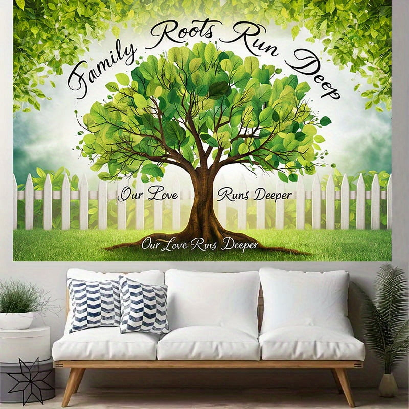 Family Reunion Backdrop - Vibrant Tree with "Family Roots Run Deep ...
