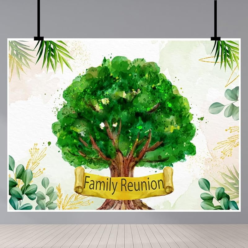 Family Reunion Backdrops Green Tree Family Members Decorations Family ...