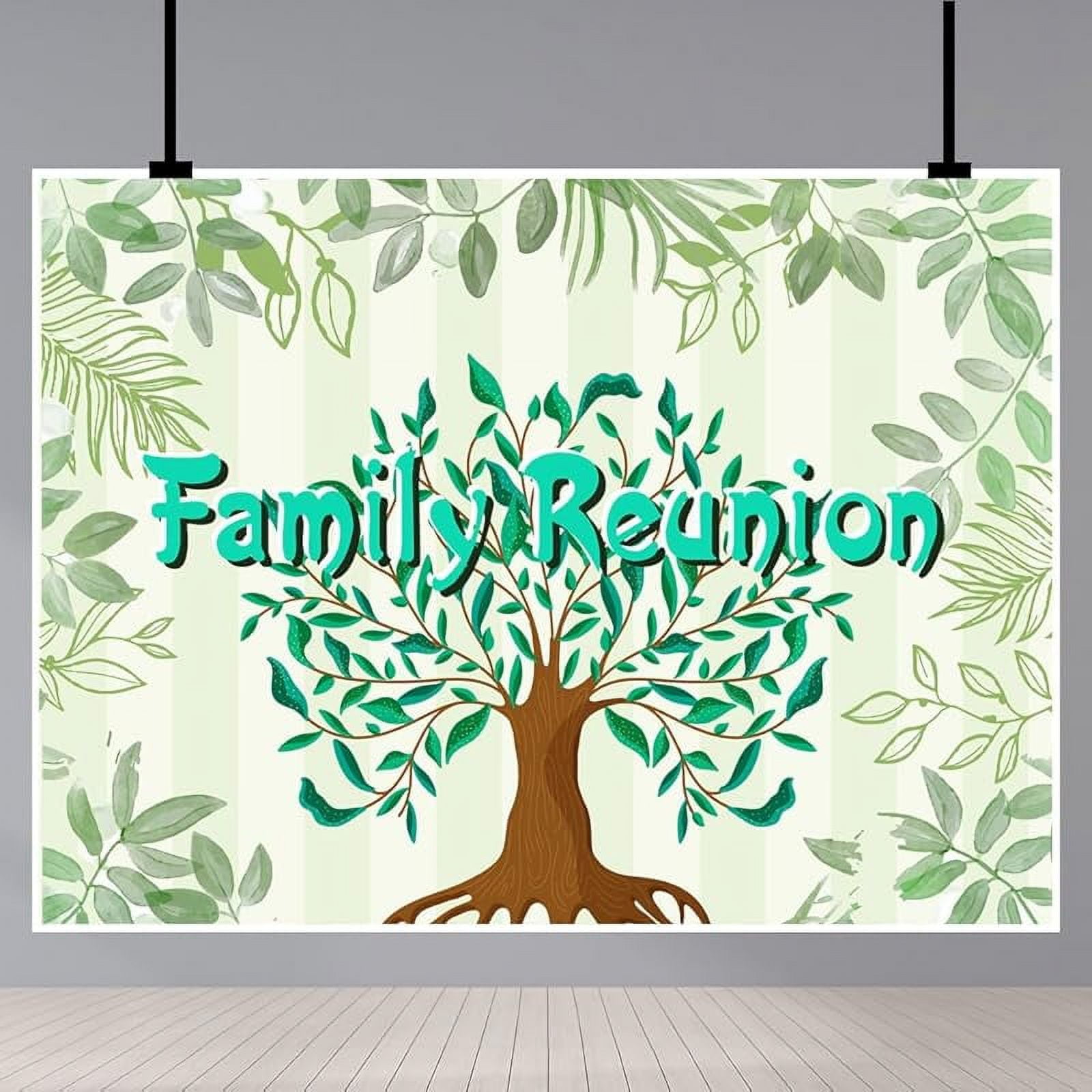 Family Reunion Backdrops Green Tree Family Members Decorations Family ...