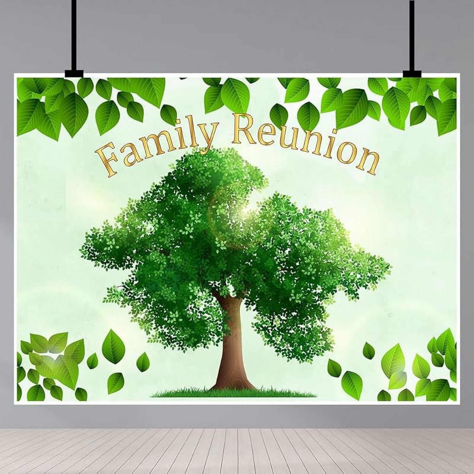 Family Reunion Backdrops Green Tree Family Members Decorations Family ...