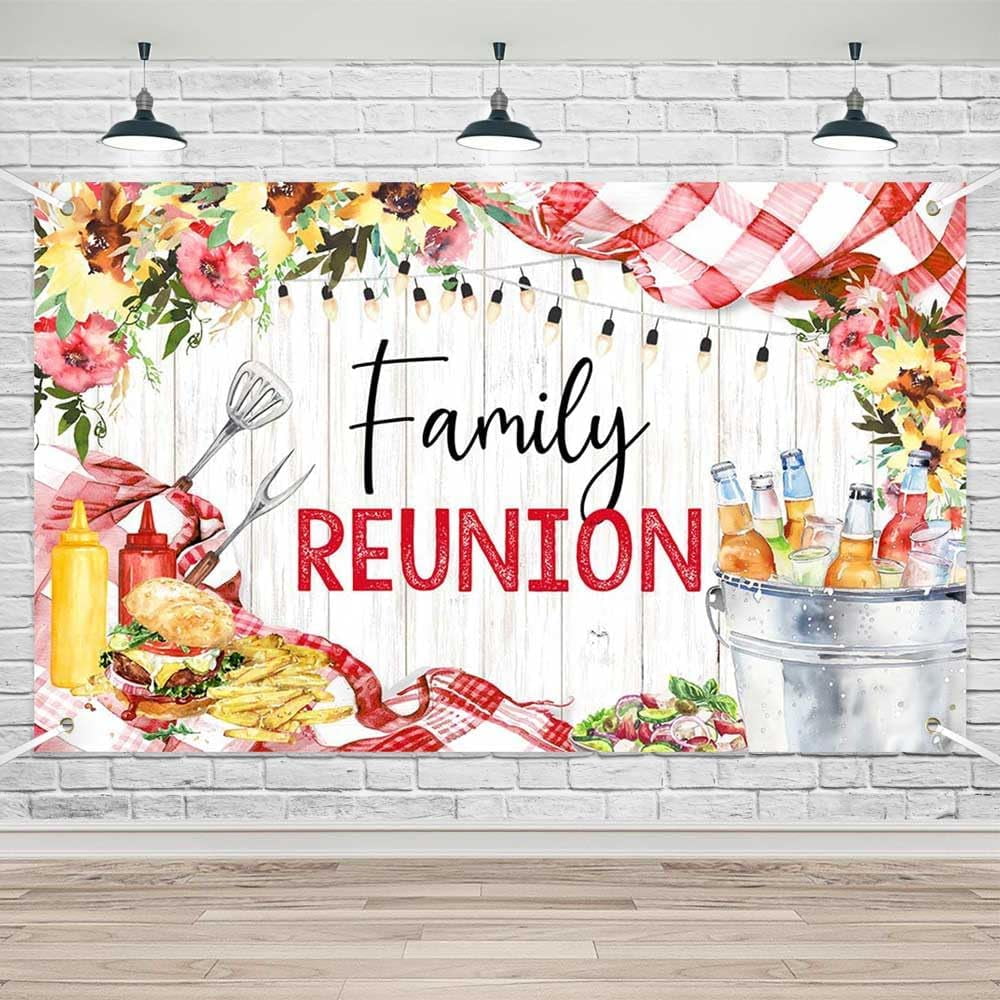 Family Reunion Banner Backdrop,Family Picnic Party Decorations,Summer ...