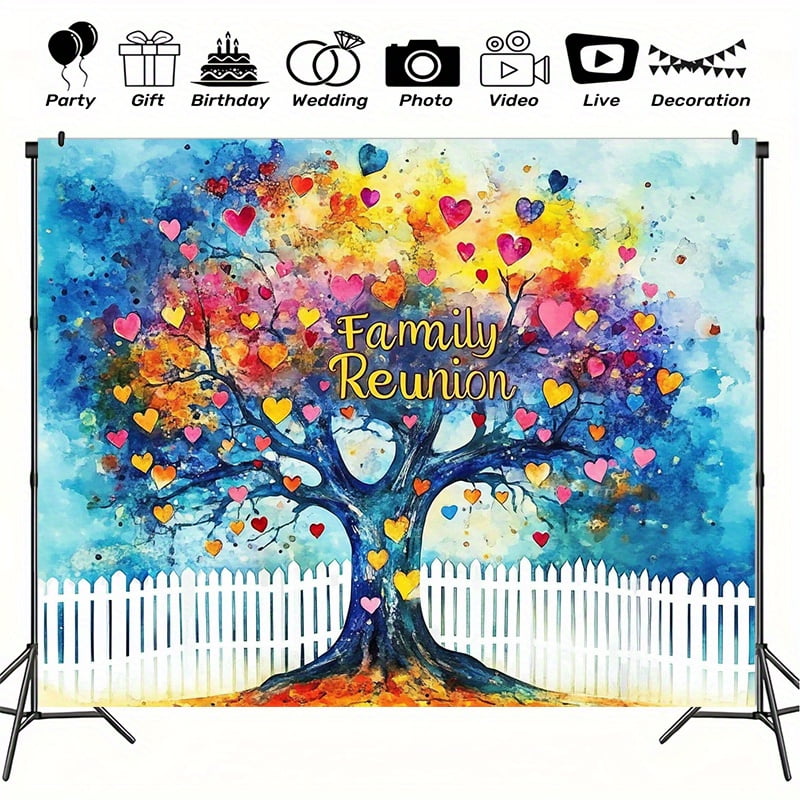 Family Reunion Banner - Polyester Fabric Photography Backdrop & Party ...