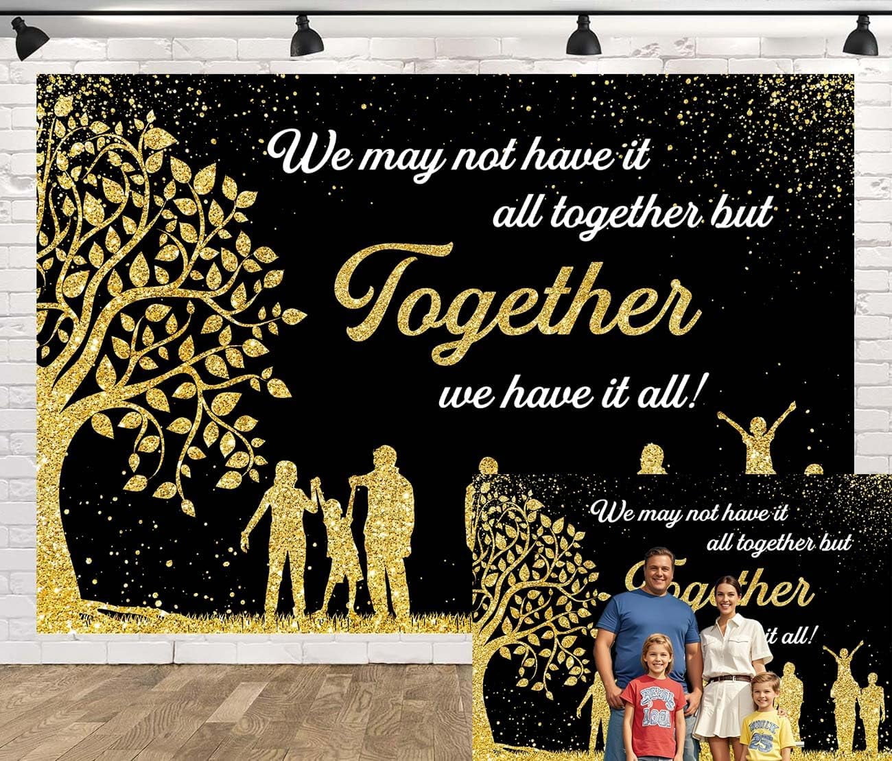 Family Reunion Beautiful Backdrop Black Gold Glitter Family Tree ...
