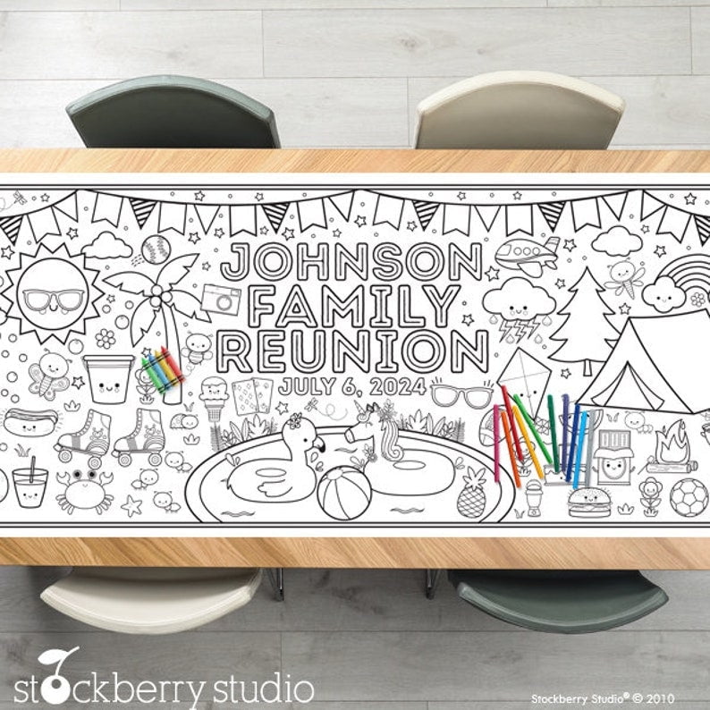 Family Reunion Coloring Tablecloth Decorations Kids - Walmart.com
