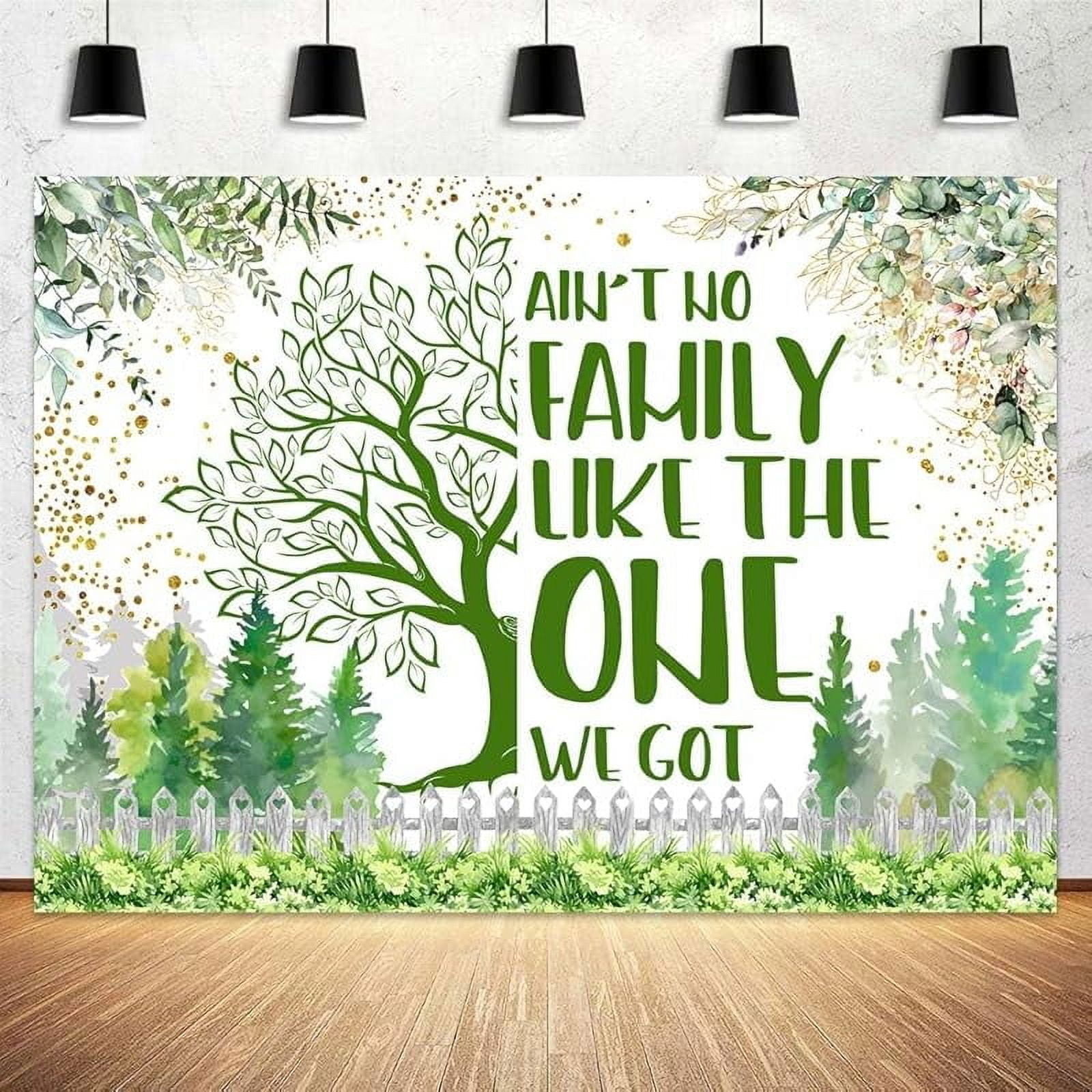 Family Reunion Cozy Backdrop, Blue Family Tree Reunion Decorations ...
