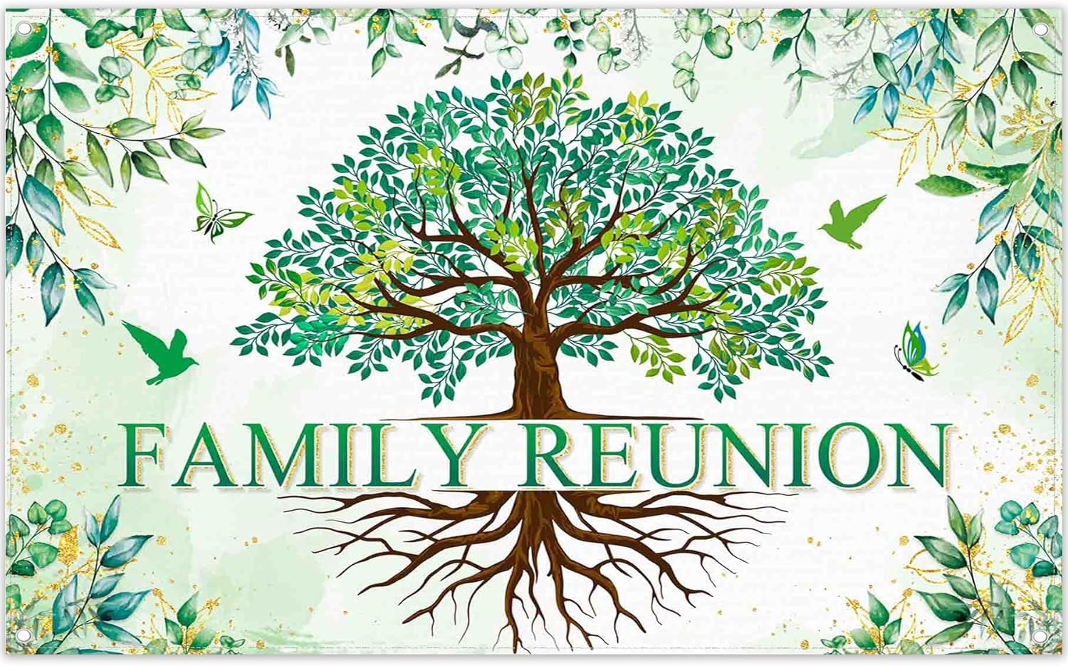 Family Reunion Cozy Backdrop Gold Green Eucalyptus Leaves Photography ...