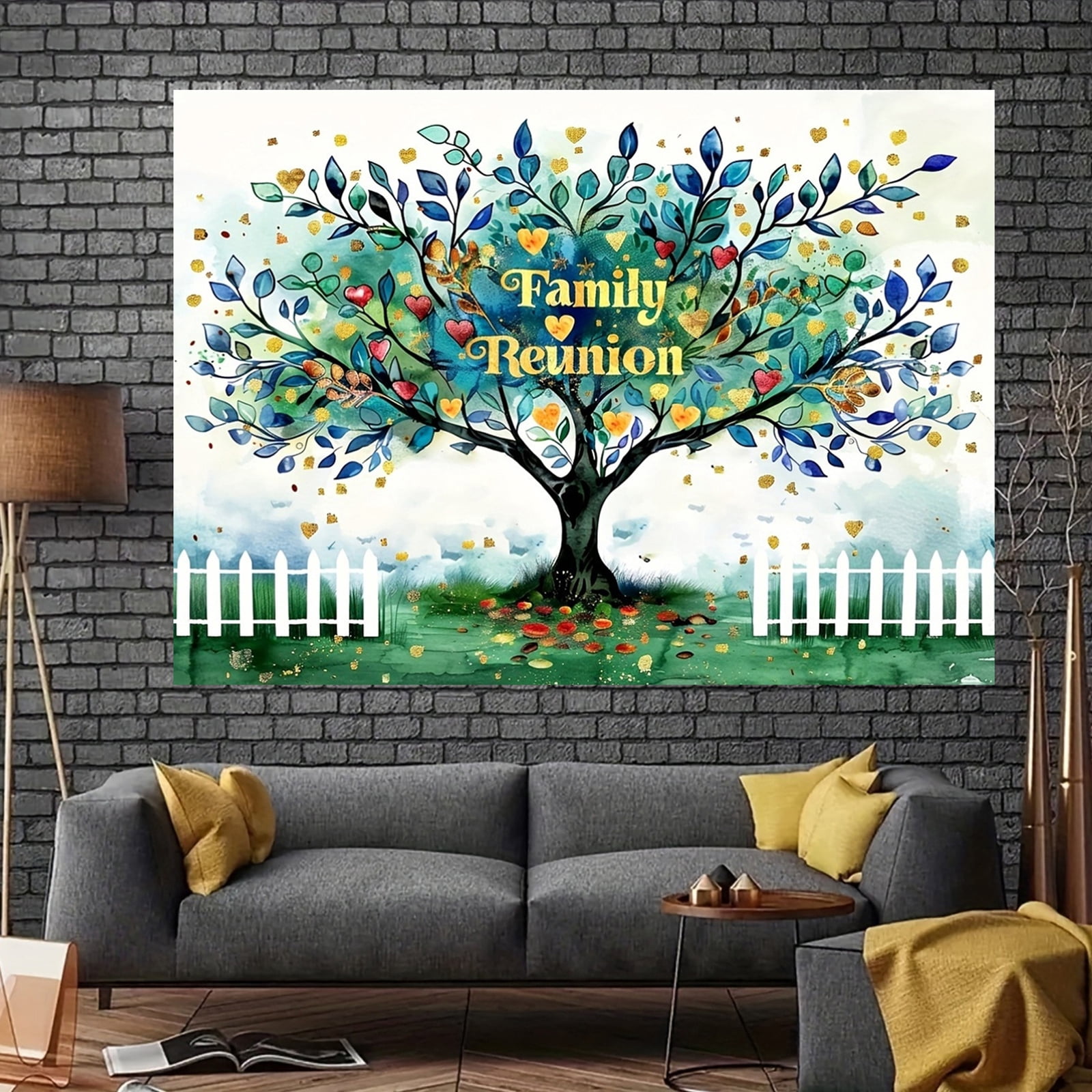 Family Reunion Photography Backdrop, Polyester Party Banner with Family ...