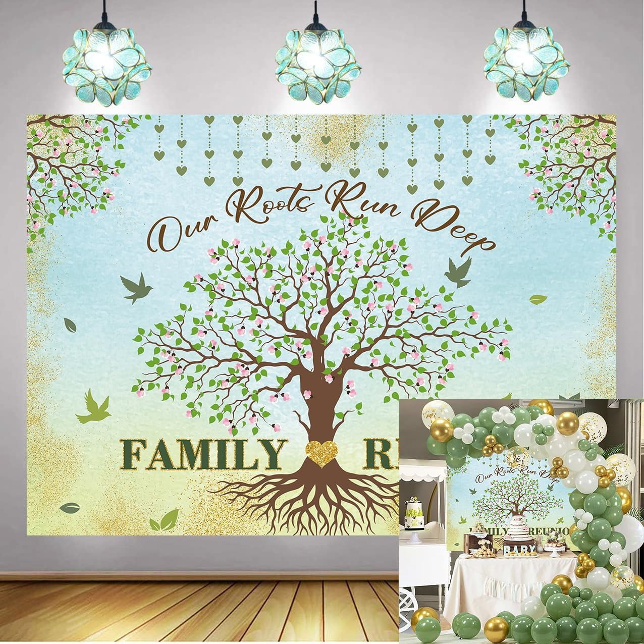 Family Reunion Pretty Backdrop Family Tree Leaves Banner Our Roots Run ...