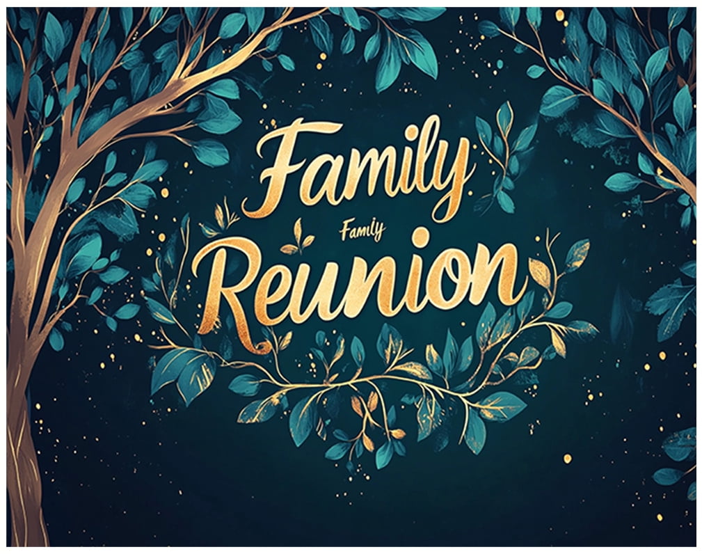 Family Reunion Theme Polyester Banner - Versatile Backdrop with Golden ...