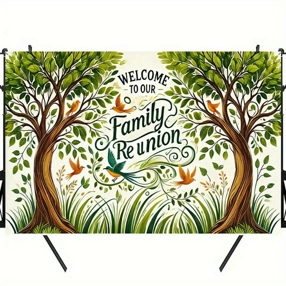 Family Reunion Tree Polyester Photography Backdrop Banner -Multipurpose ...