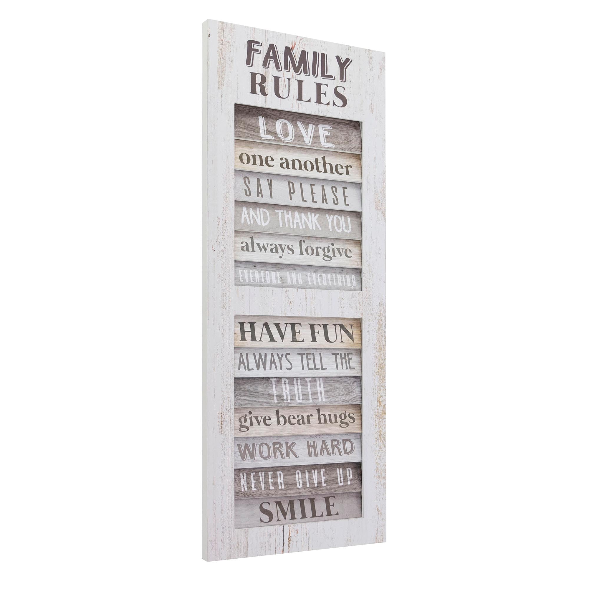 Rustic Wooden Home Decorative Sign - Family Rules Inspirational Shutter ...