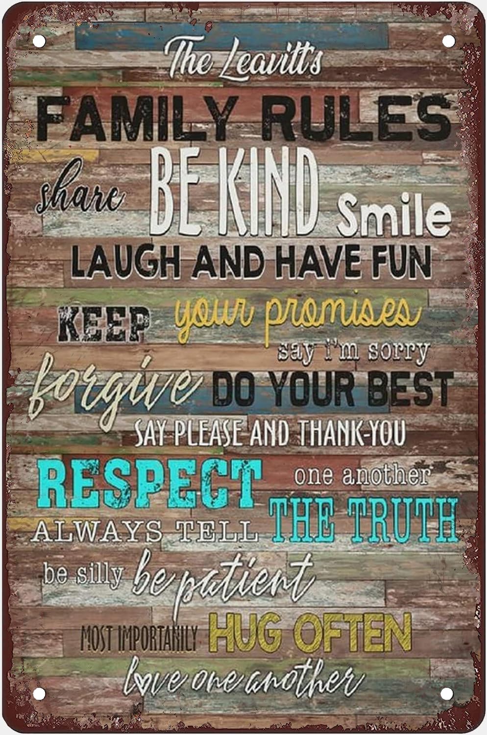 Family Rules Tin Poster House Rules Metal Signs Family Rules Printable ...