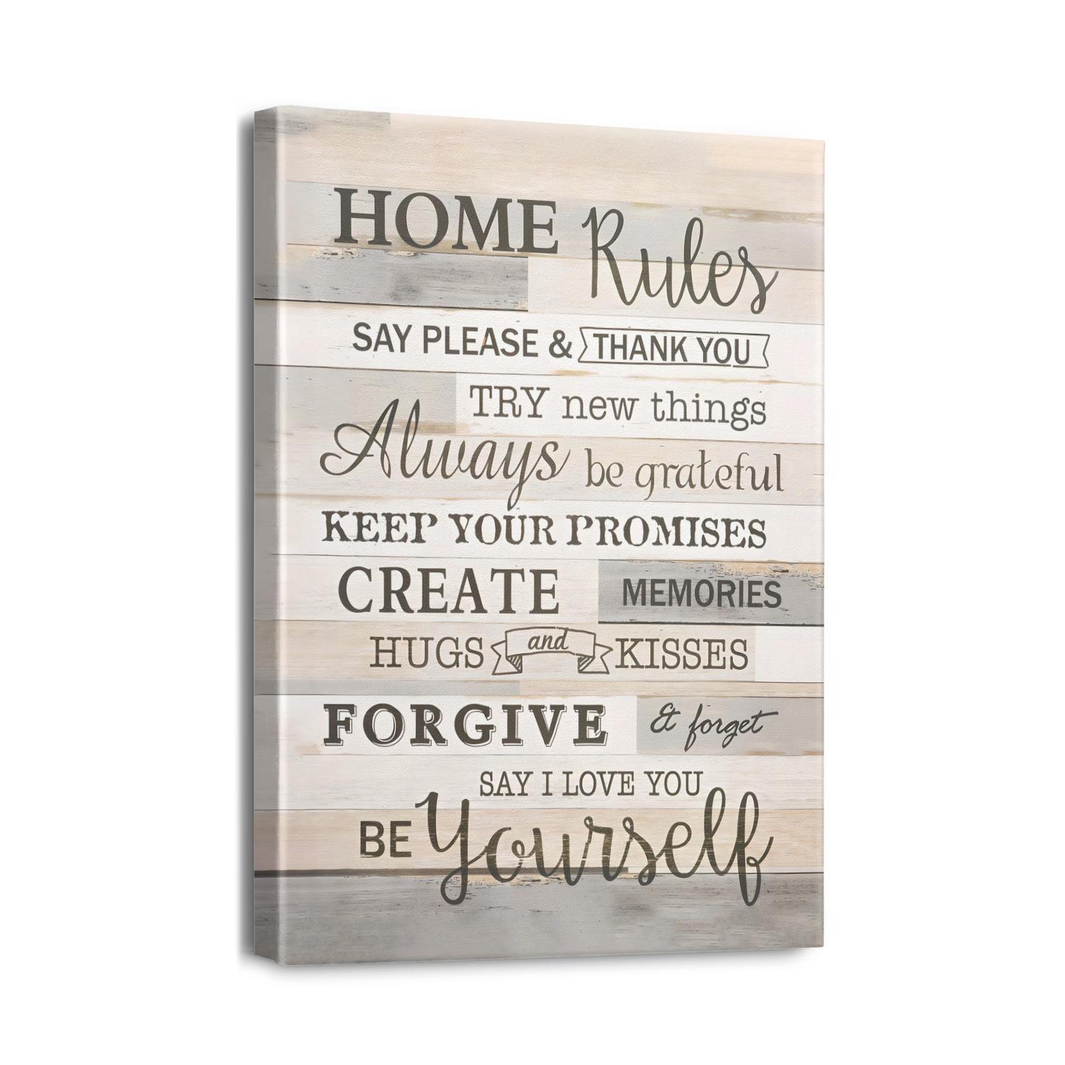Family Rules Wall Art Sign - Rustic Farmhouse Decor for Home - 12×16 ...