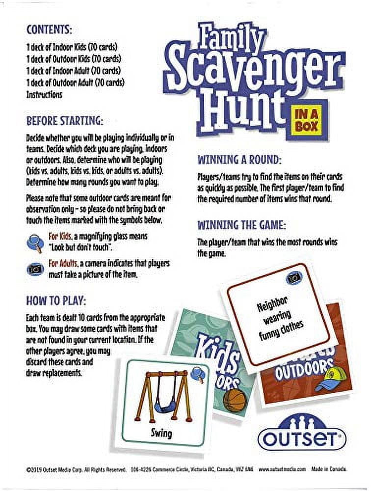 Family Scavenger Hunt, Indoor Outdoor Game, 280 Cards, Ages 6 ...