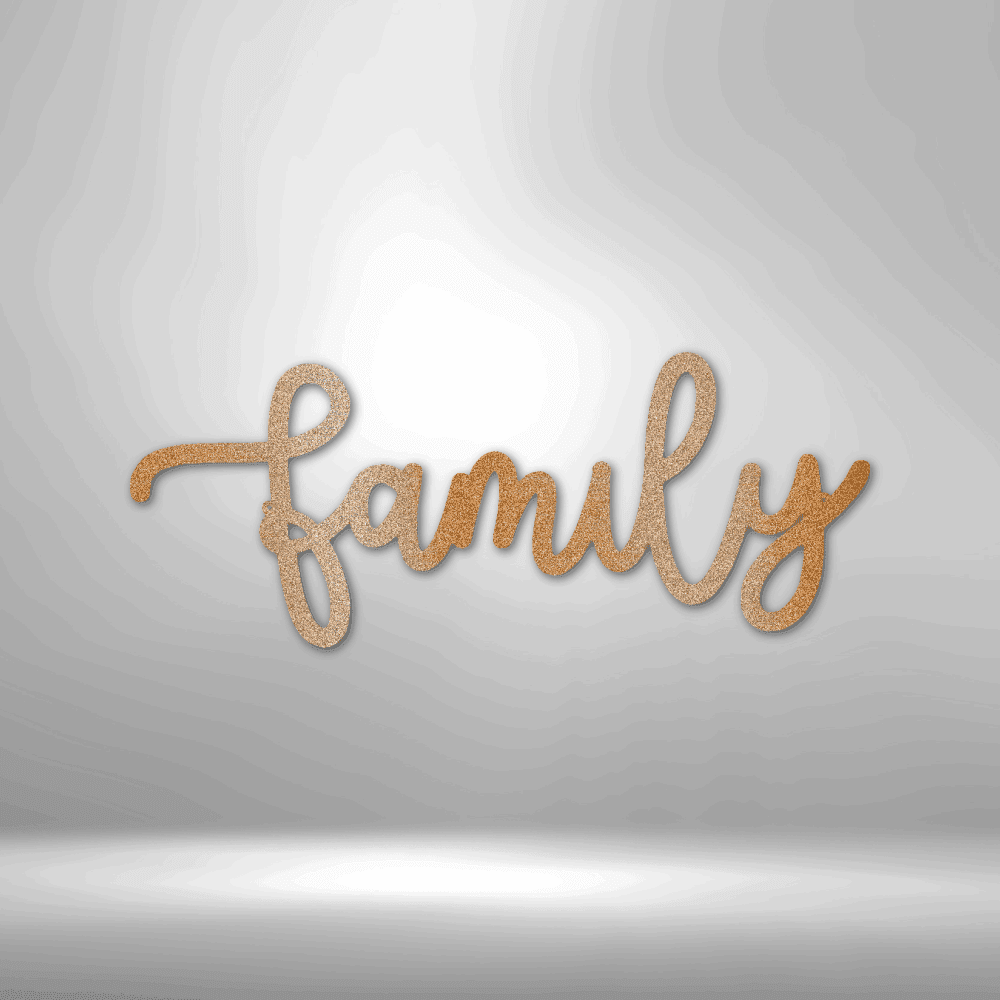Family Script Steel Sign Laser Cut Powder Coated Home & Office Metal ...