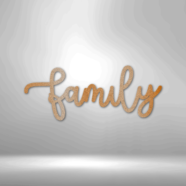 Family Script Steel Sign Laser Cut Powder Coated Home & Office Metal ...