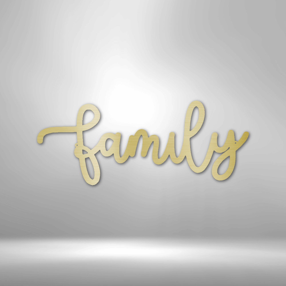 Family Script Steel Sign Laser Cut Powder Coated Home & Office Metal ...