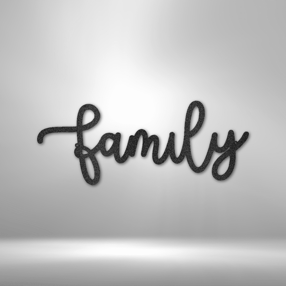 Family Script Steel Sign Laser Cut Powder Coated Home & Office Metal ...