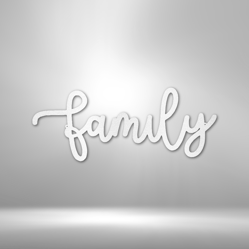 Family Script Steel Sign Laser Cut Powder Coated Home & Office Metal ...