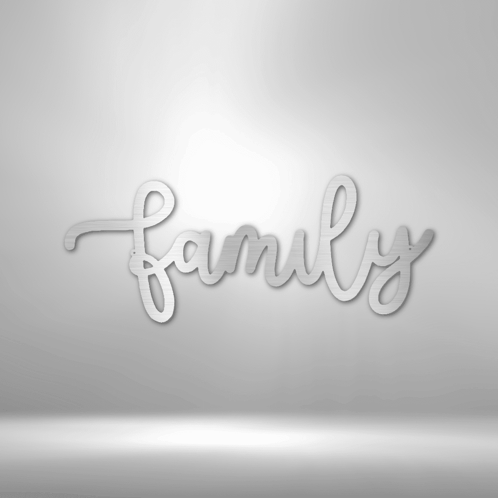 Family Script Steel Sign Laser Cut Powder Coated Home & Office Metal ...