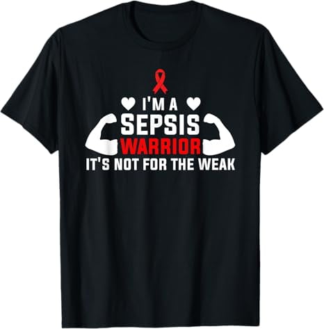 Family Sepsis Awareness Month Red Ribbon Sepsis Warrior T-Shirt ...