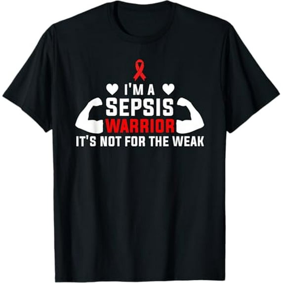 Family Sepsis Awareness Month Red Ribbon Sepsis Warrior T-Shirt ...