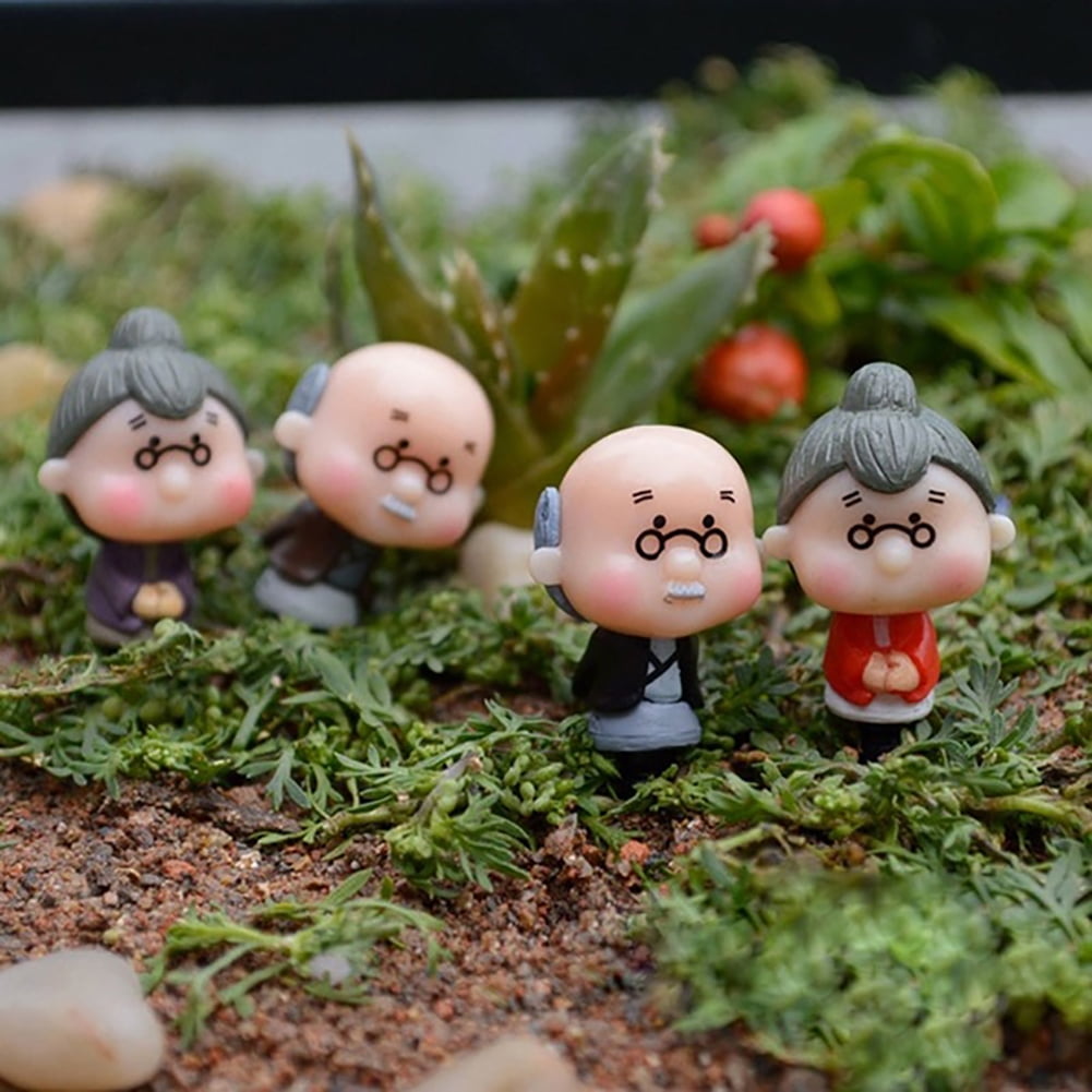 Family Set Dollhouse Action Figurines4Pcs Miniature Old Granny Grandpa ...