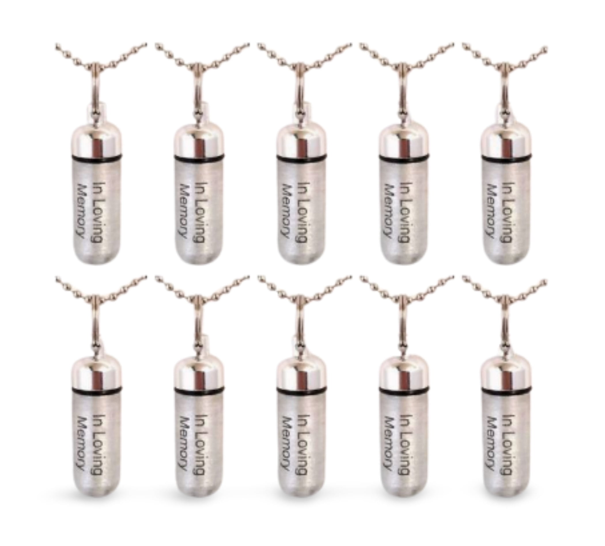 Family Set of TEN Brushed Silver CREMATION URN Necklaces - Laser ...