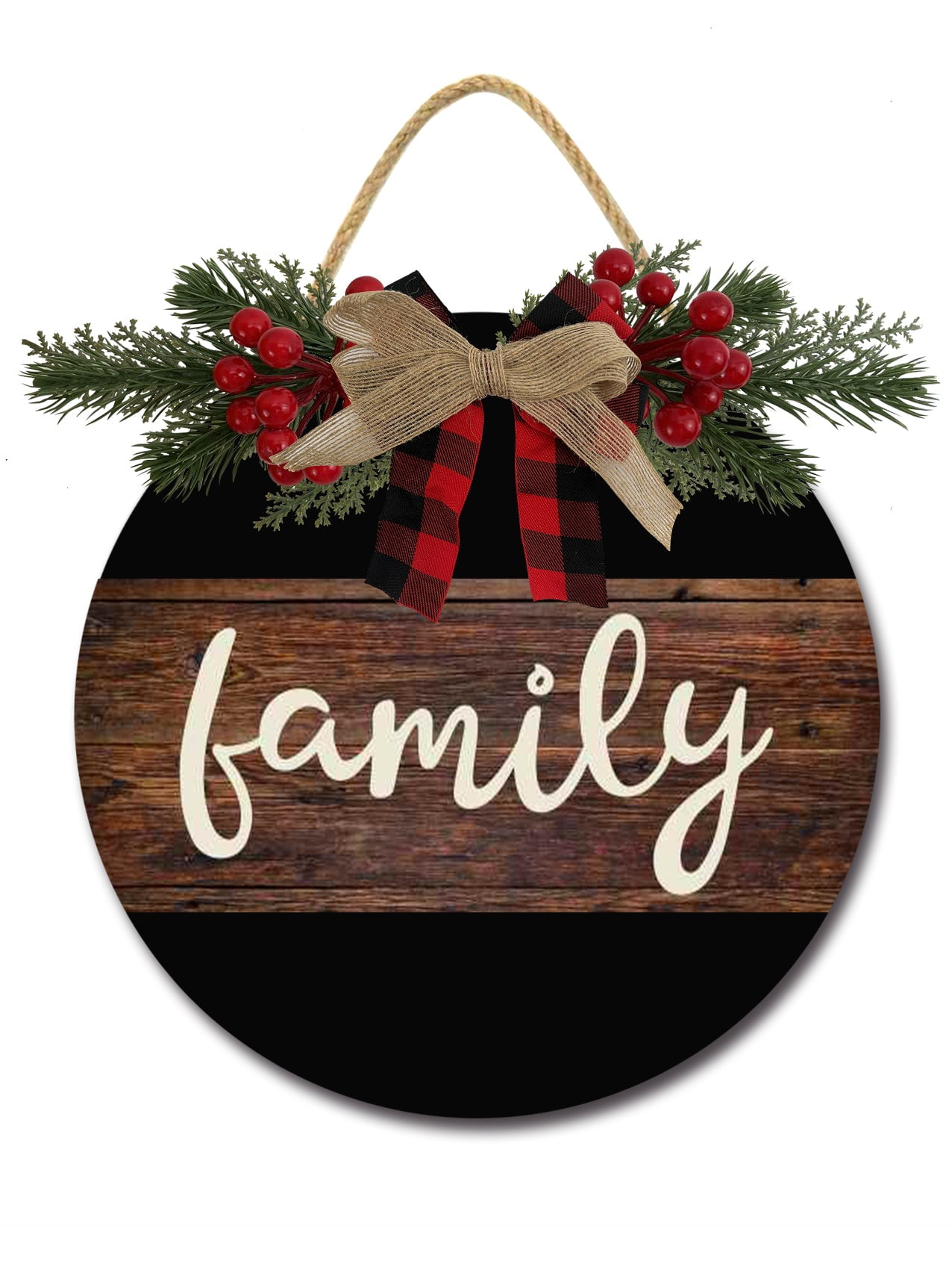 Family Sign Front Door Porch Decorations, Round Rustic Wood Hanging ...