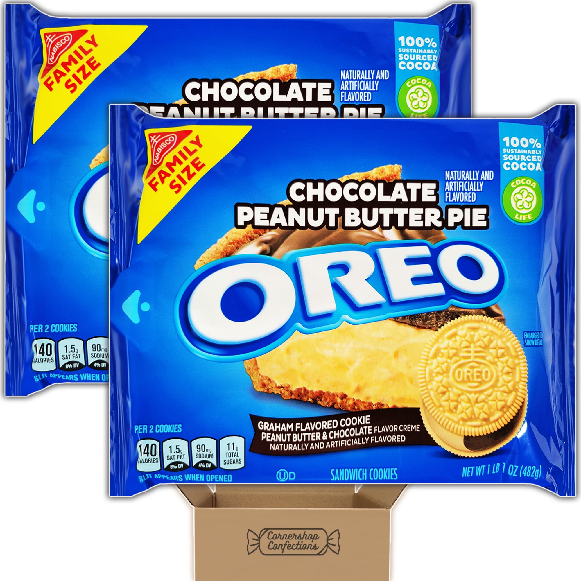 Family Size Chocolate Peanut Butter Pie Oreo Bulk Pack - 2 Individually ...