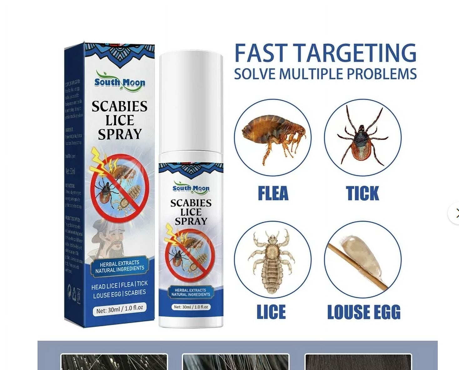 Family Size Lice For Kids & Adults Easy Use Lice Spray Head Lice Eggs ...